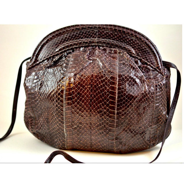 1980s New Barbara Bolan Neiman Marcus Deep Purple Python Oversized ...