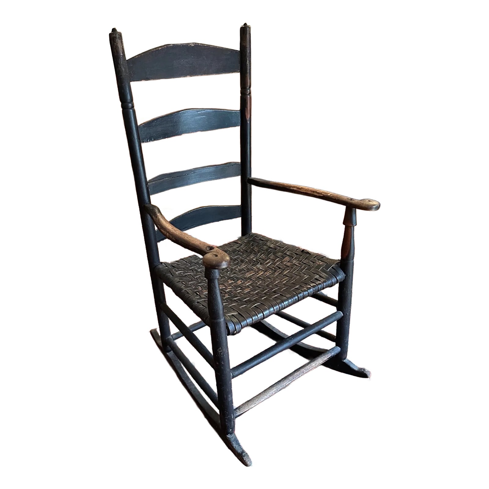 Antique 19th Century Ladder Back Shaker Rocker | Chairish