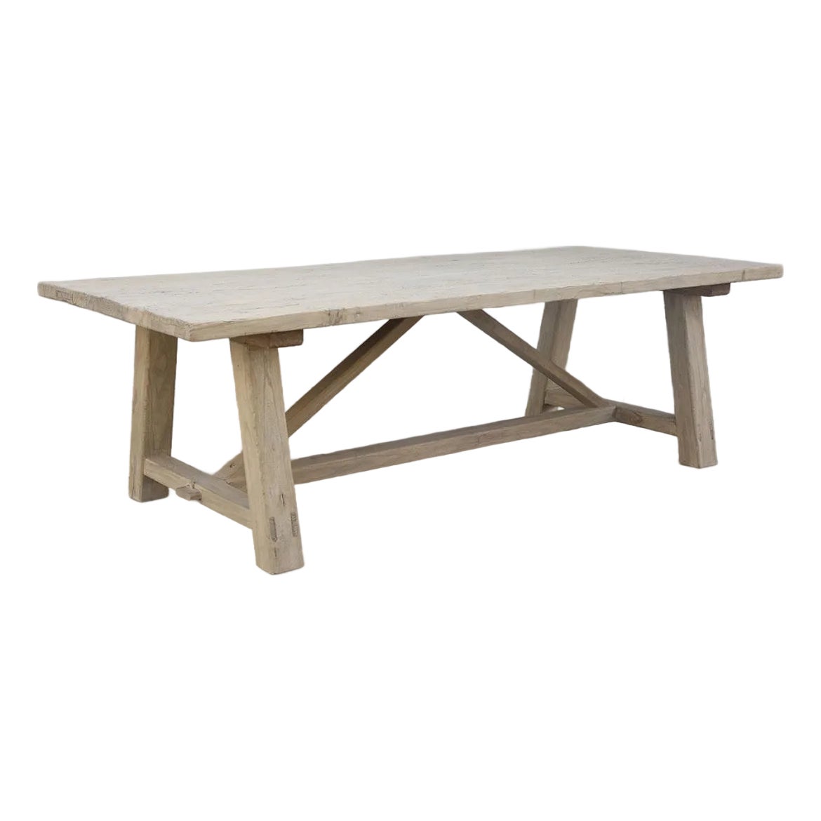 Reclaimed Bleached Elm Trestle Dining Table | Chairish