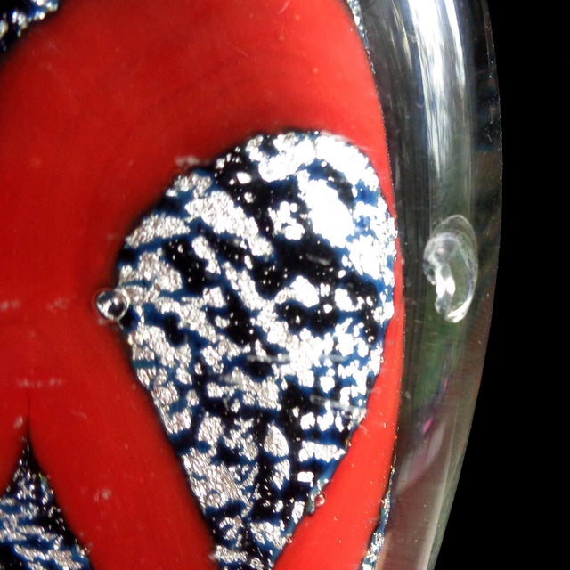 Murano Vintage AVeM Cobalt Blue Red Silver Flecks Italian Art Glass ...