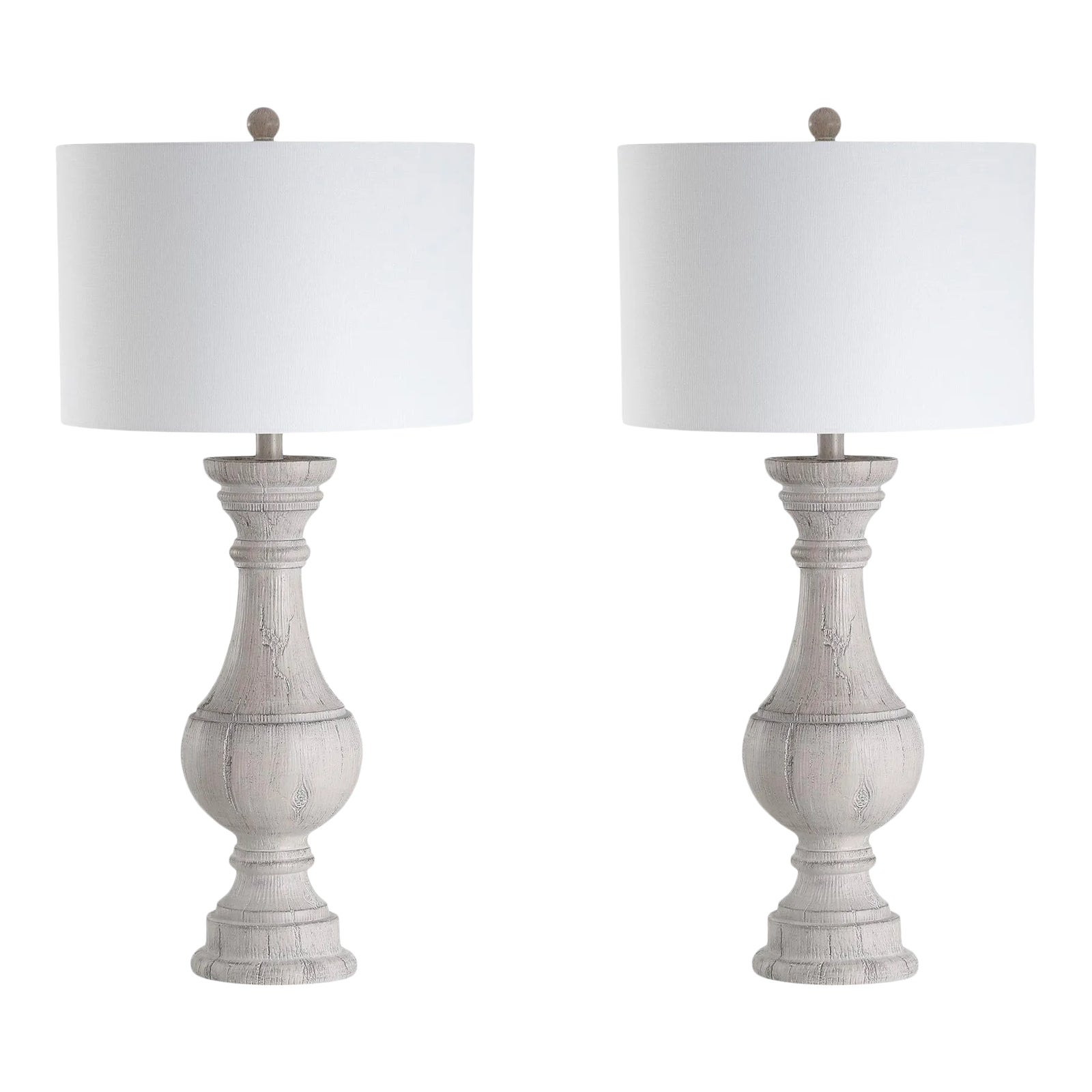 Vase Table Lamp in Whitewash - a Pair | Chairish