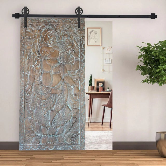 Vintage Woods Dancing Ganesha Art, Indian Wall Sculpture, Barn Door ...