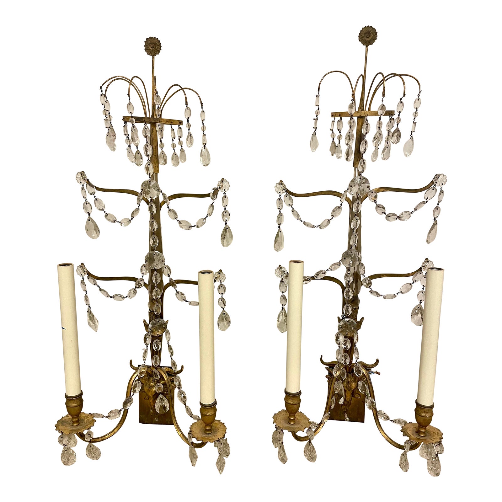 Pair of Antique Swedish Gustavian Gilt Bronze Rams Head Wall Sconces ...