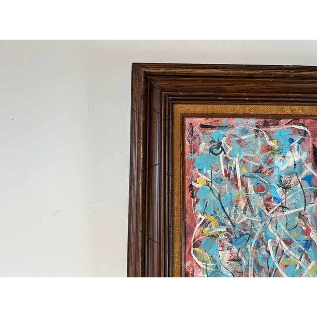 70's Midcentury Abstract Expressionist Oil on Canvas Painting, Signed ...