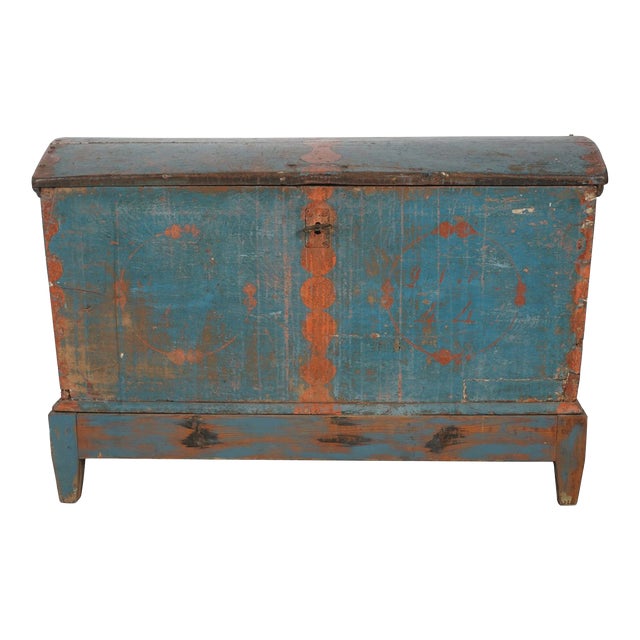 Antique Early 18th Century American Colonial Pine Blanket Chest With ...