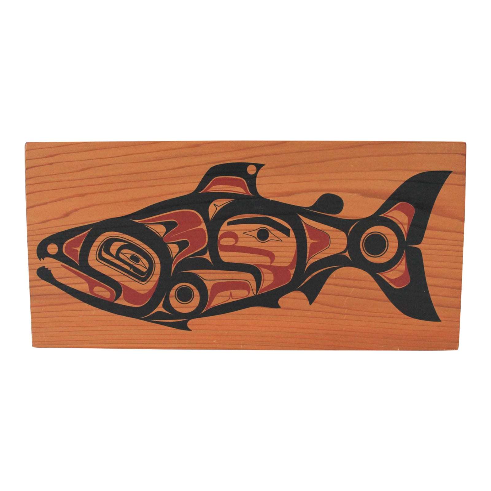 Vintage Haida Pacific Northwest Coast Salmon Painted Cedar Storage Box ...