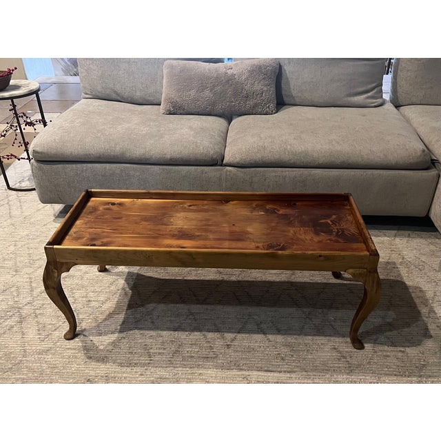 Small Hand Crafted Coffee Table With Cabriolet Legs | Chairish