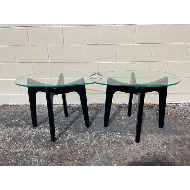Mid Century Adrian Pearsall Ebonized Stingray End Table Set | Chairish