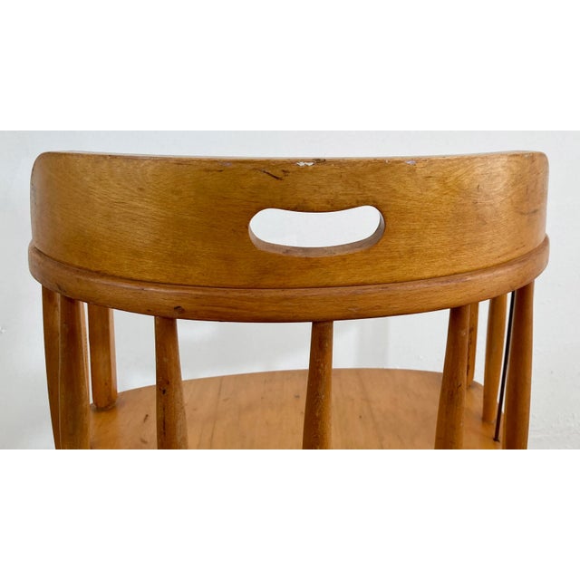 Vintage MCM Wood Banker or Saloon Style Chair | Chairish