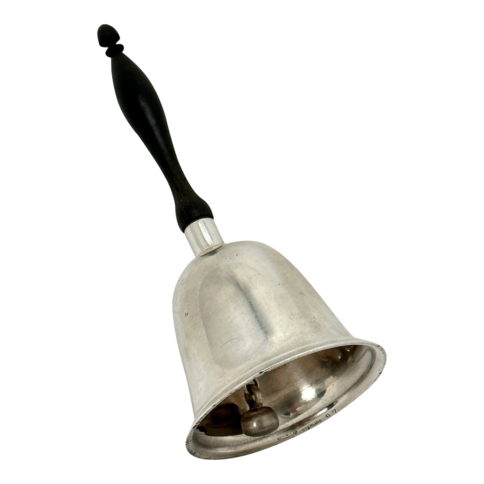 Fine Quality American Antique Sterling Silver & Ebony Wood Dinner Bell ...