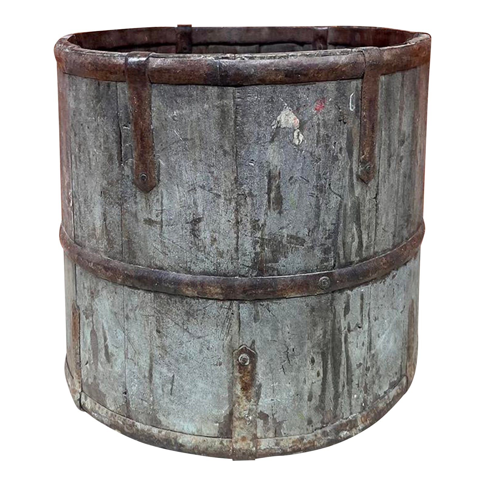 Vintage Indian Painted Planter/Bucket | Chairish