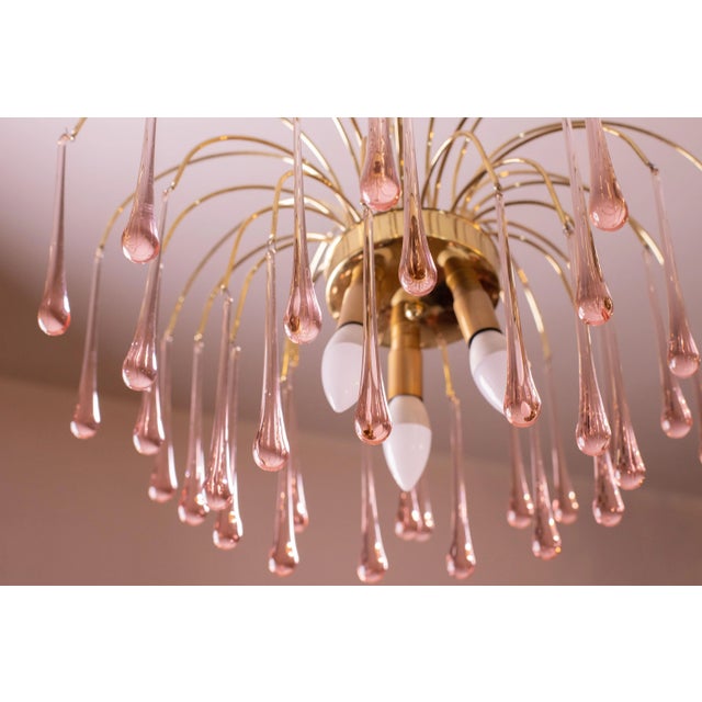 Lady Wendy Pink Drops Murano Chandelier, 1970s | Chairish