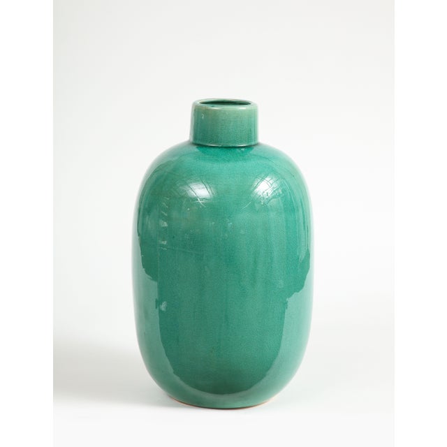 Teal Pottery Vase Circa 1960 | Chairish