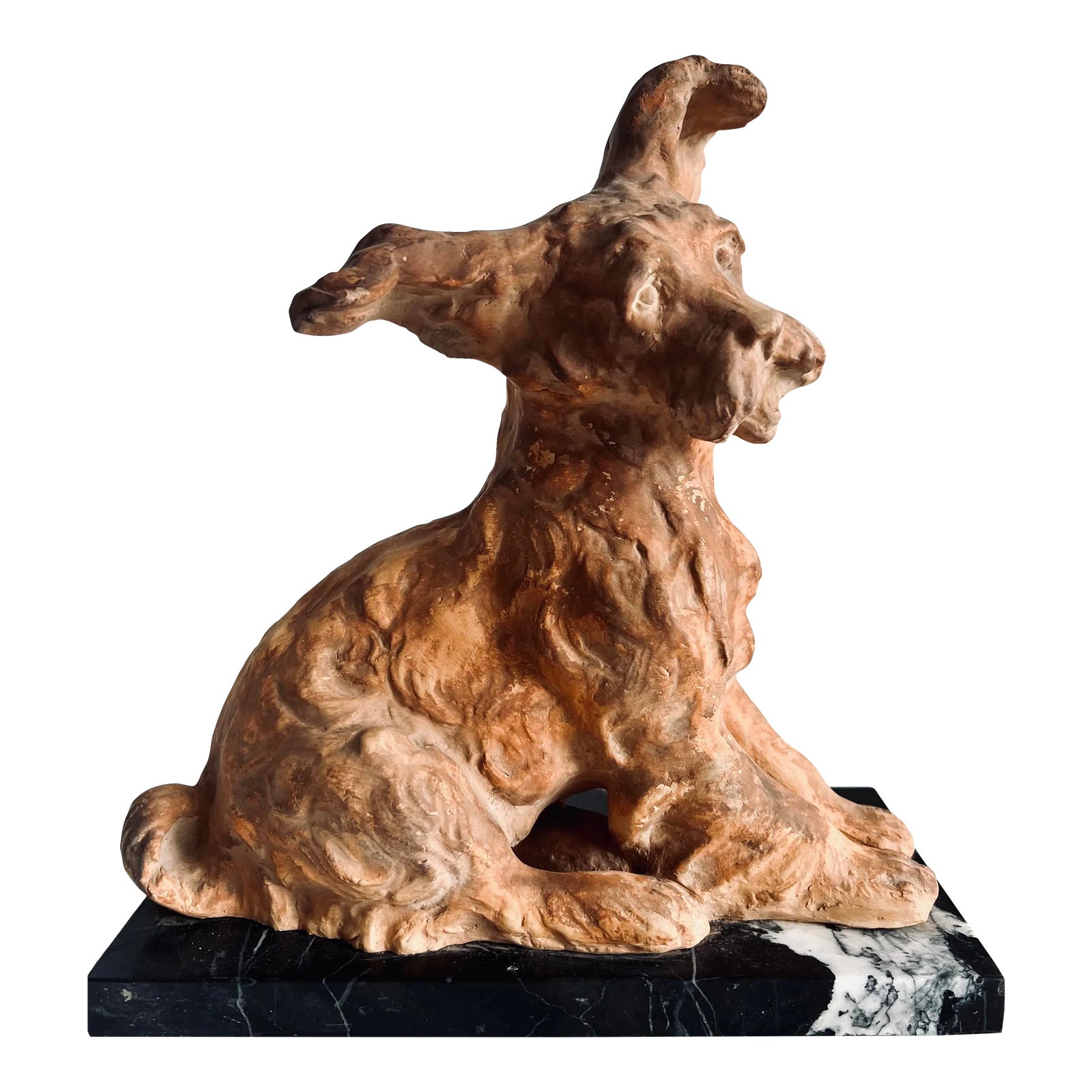 20th Century Artisan Handcrafted Terracotta Dog Sculpture | Chairish