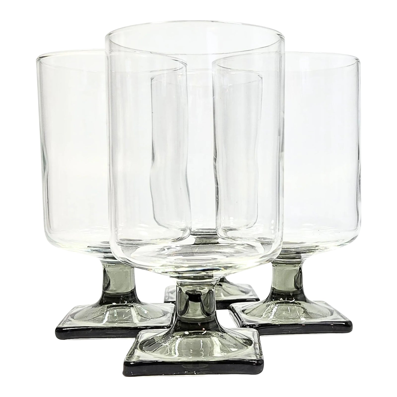 Grey Square Footed Goblets- Set of Four | Chairish