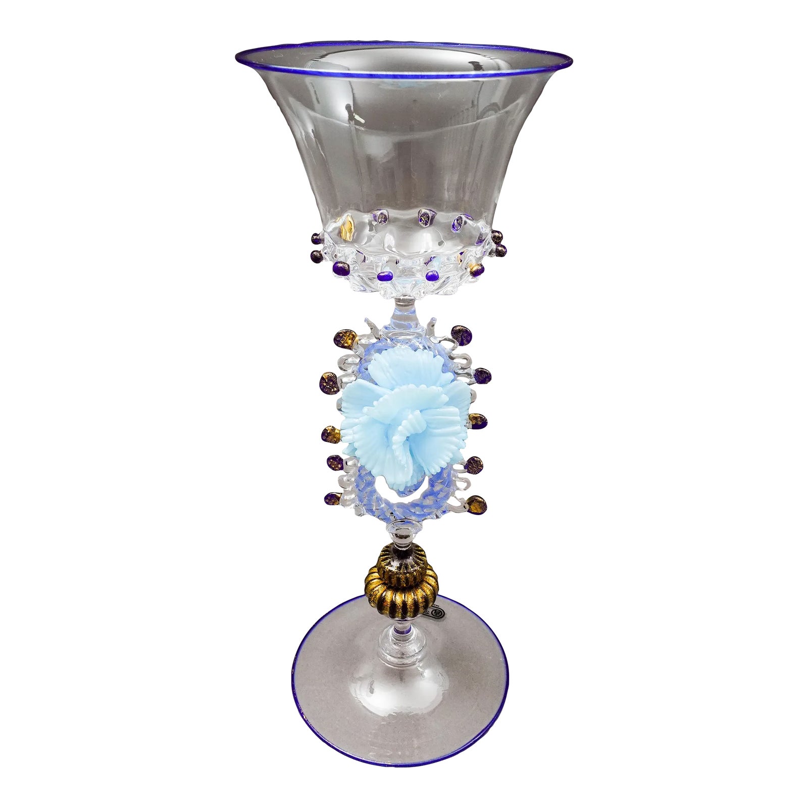 Mid 20th Century Seguso Vetri d'Arte Italy Floral Murano Glass Tall ...