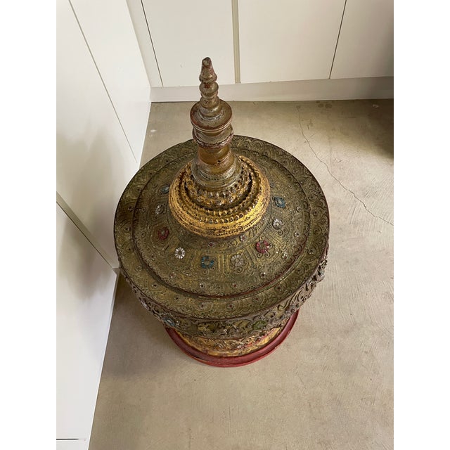 Burmese 19th Century Wood Temple Urn | Chairish