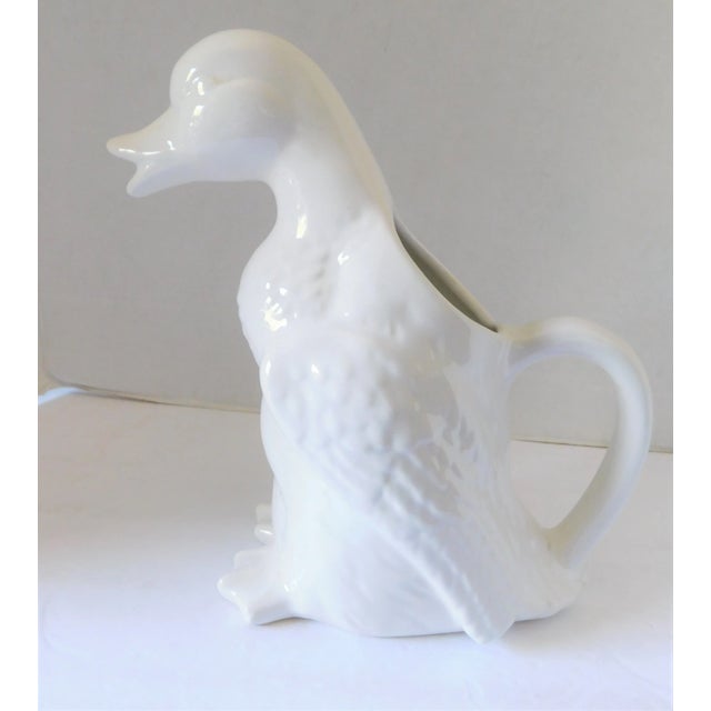 White Ceramic Vintage Duck Pitcher | Chairish