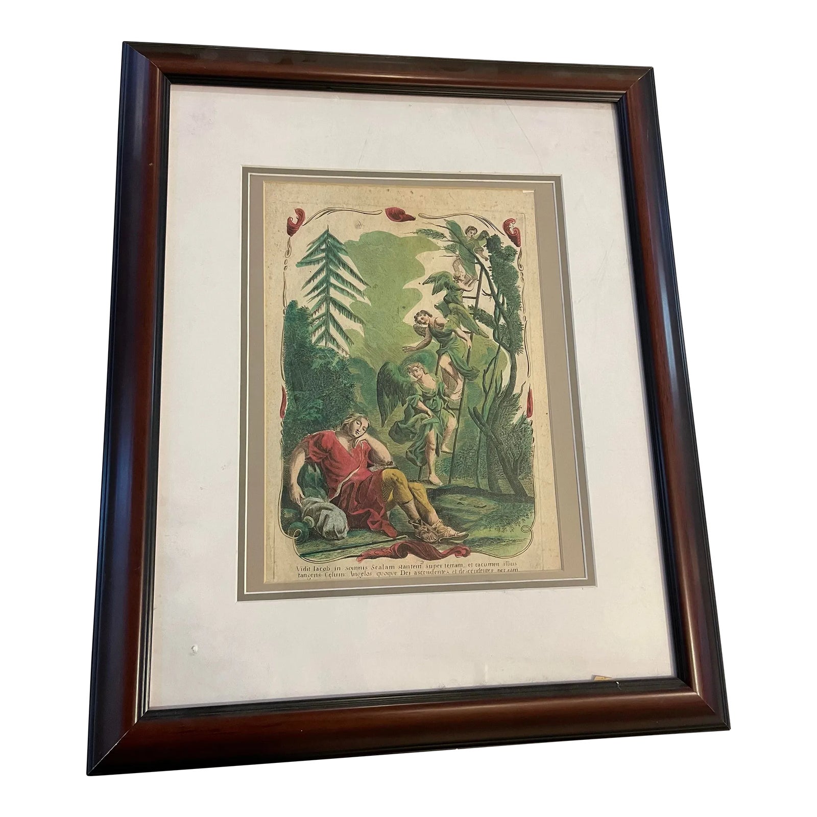 Antique Lithograph of Jacob’s Dream of Angels Descending From the ...