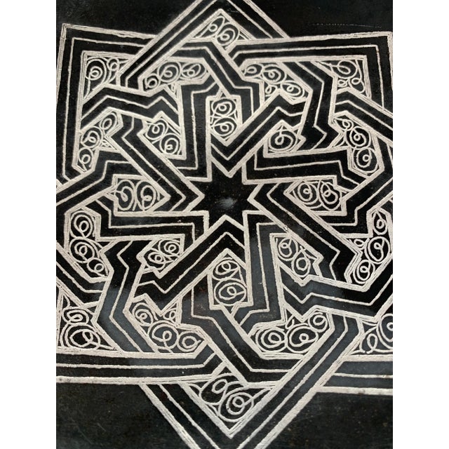 1940s Old Silver Inlay Work Interlocking Star Design Handcrafted Round ...