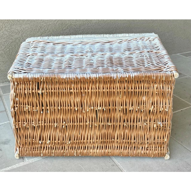 Mid 20th-Century Cottage Chic Natural Willow Petite Storage Trunk With ...