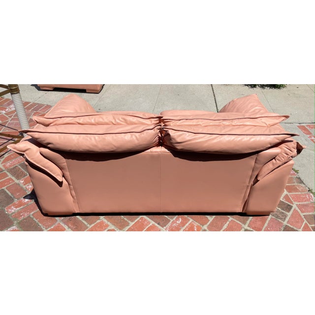 Vintage Post-Modern Peach Leather Loveseat | Chairish