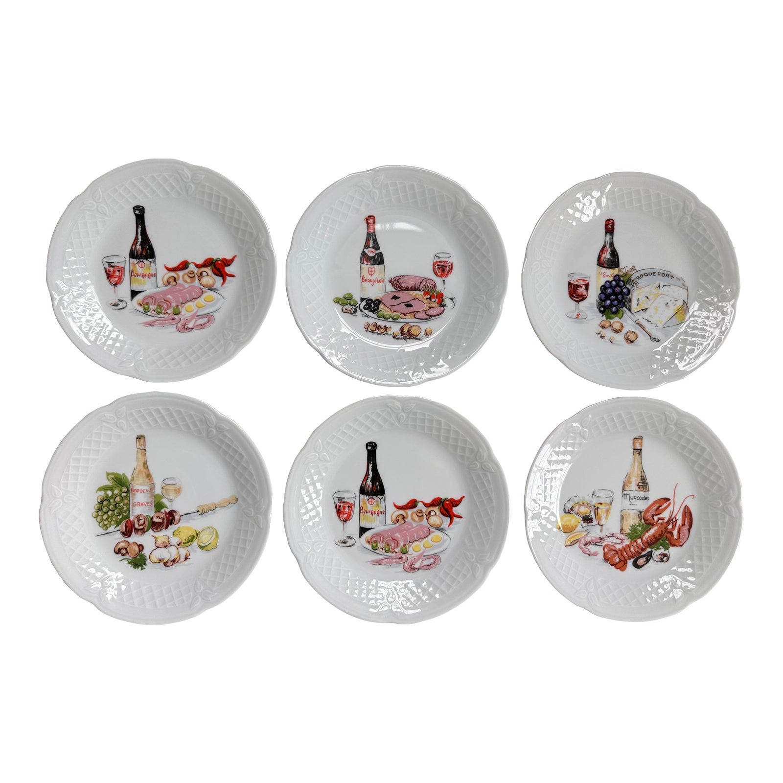 Philippe Deshoulieres French Canapé Plates- Set of 6 | Chairish