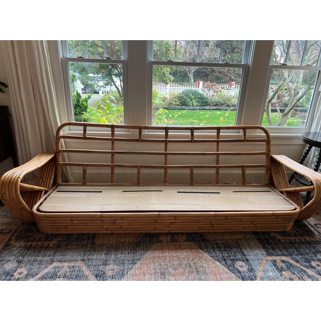 1940s Paul Frank Style Rattan Six Strand Square Pretzel 4-Seat Sofa ...