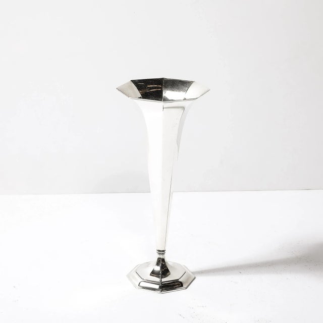 Tiffany & Co. Art Deco Octagonal Sterling Silver Trumpet Vase | Chairish