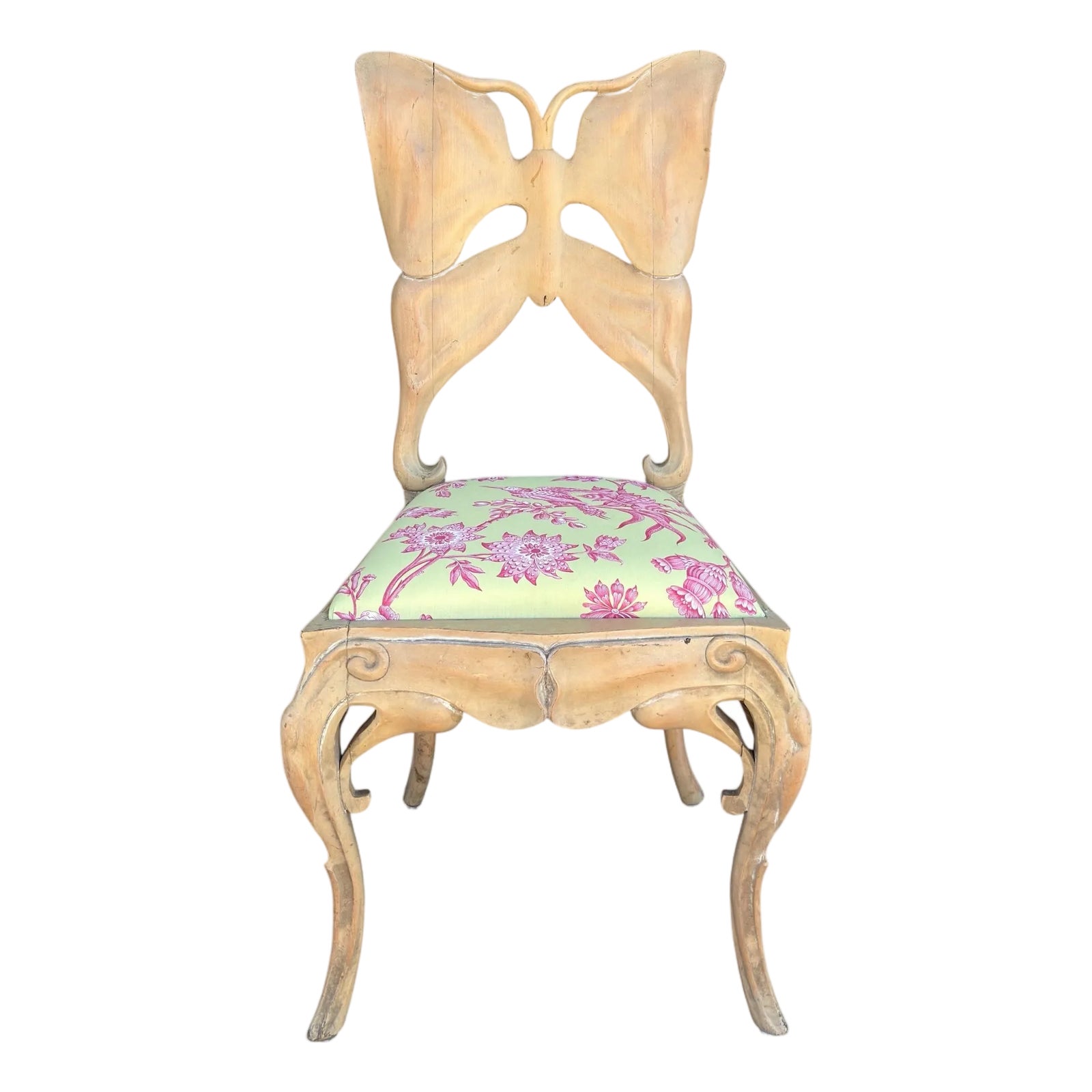 Rare Antique Art Nouveau Carved Butterfly Back Chair - 1 of 2 | Chairish