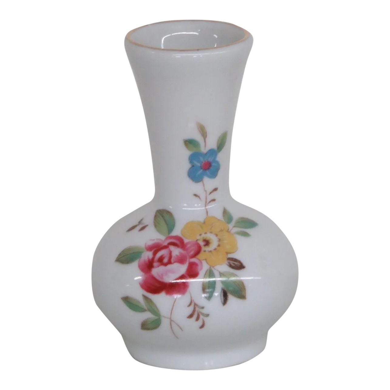 Porcelain Decorative China White Floral Miniature Bud Vase | Chairish