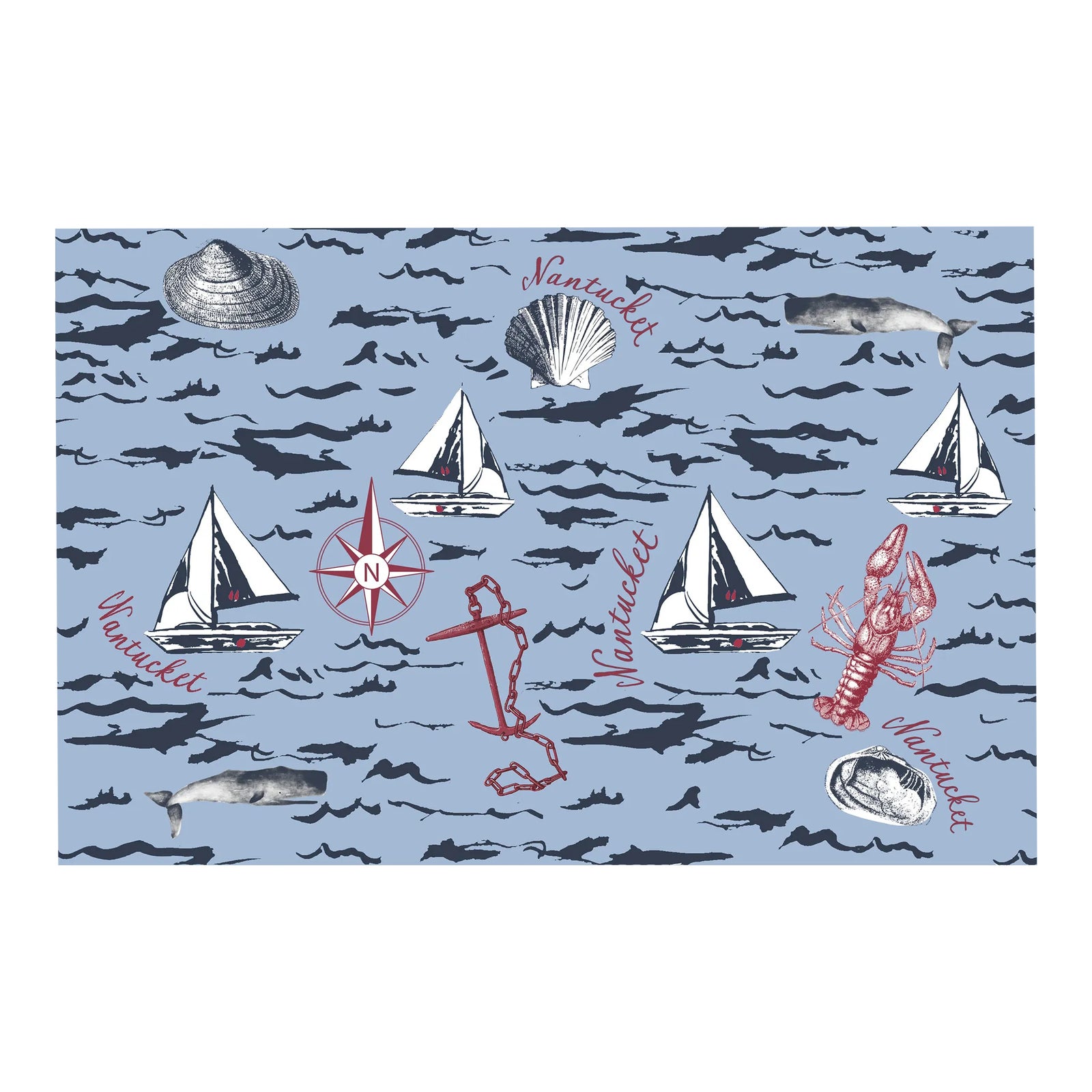 Nantucket Icons Paper Placemat Pads- Set of 30 | Chairish
