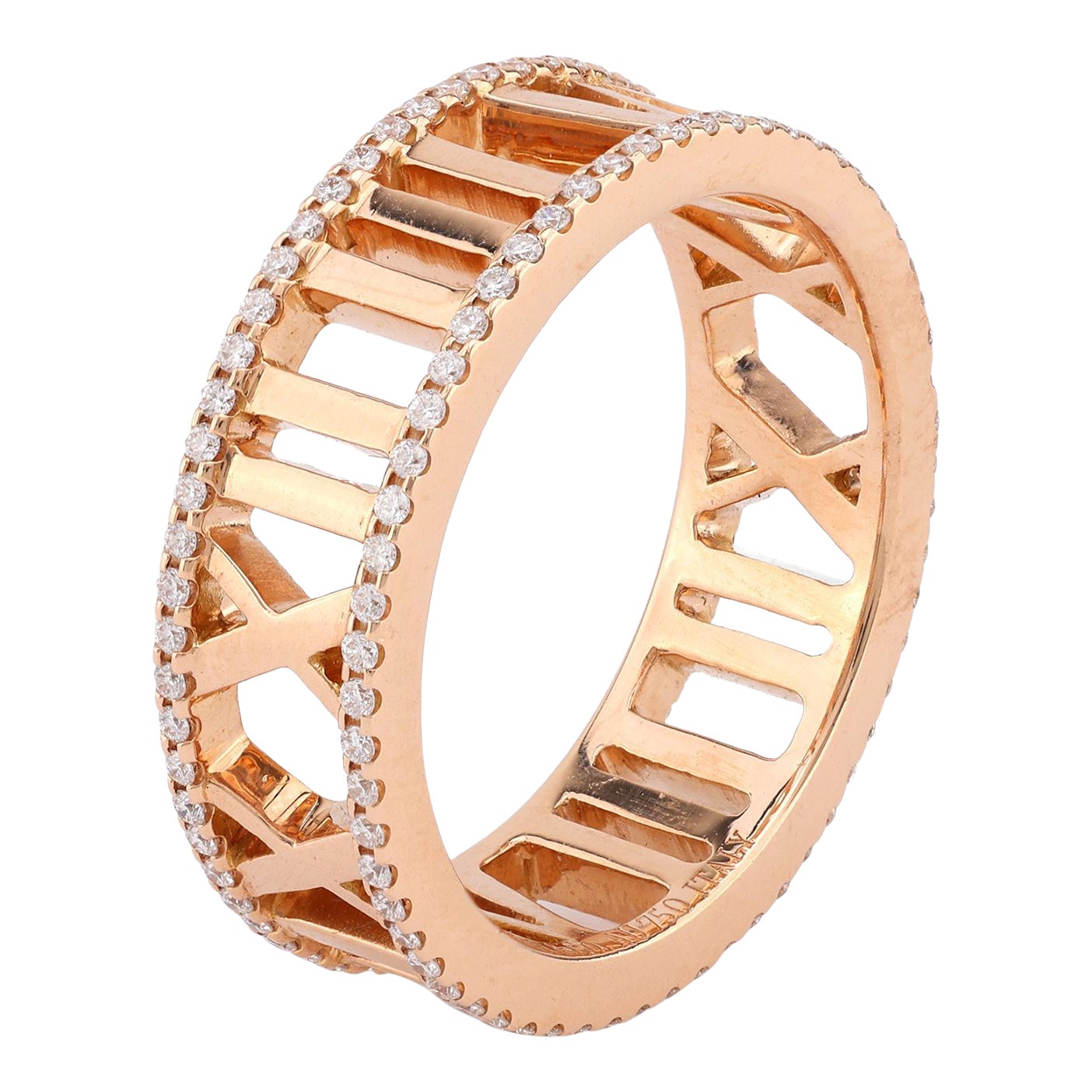 1990s Tiffany & Co. Italy Diamond 18k Rose Gold Open Atlas Ring Size 8 ...