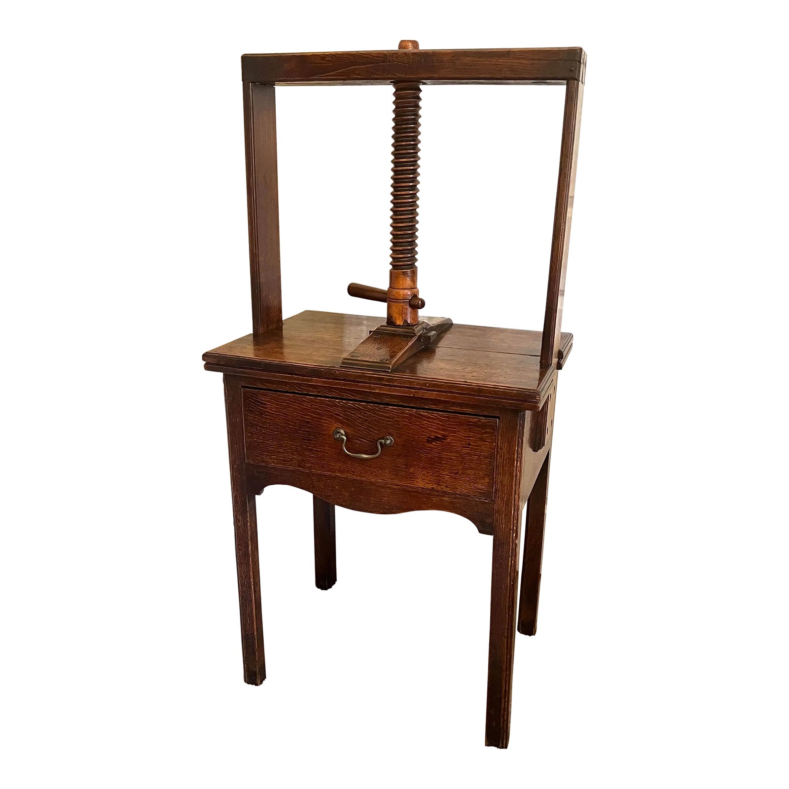 Early 19th Century Oak Bookbinding Press Table | Chairish