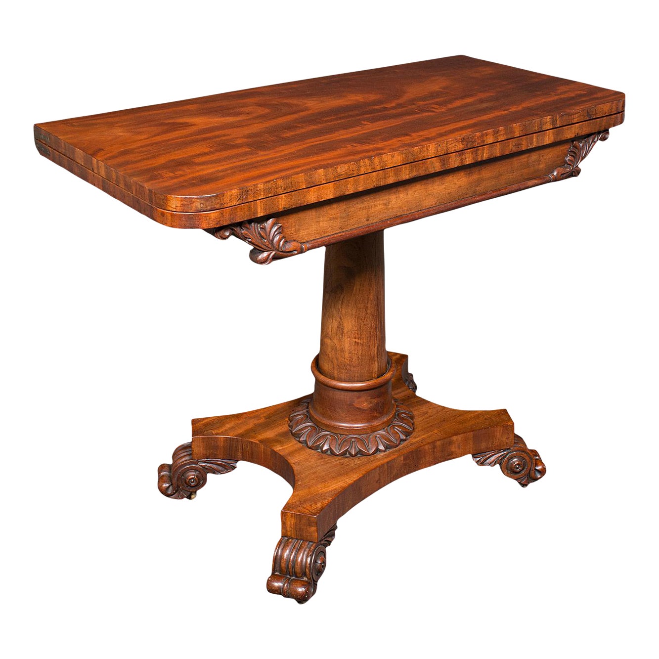 Antique Fold Over Parlour Card Table, English, Games, Side, William Iv ...