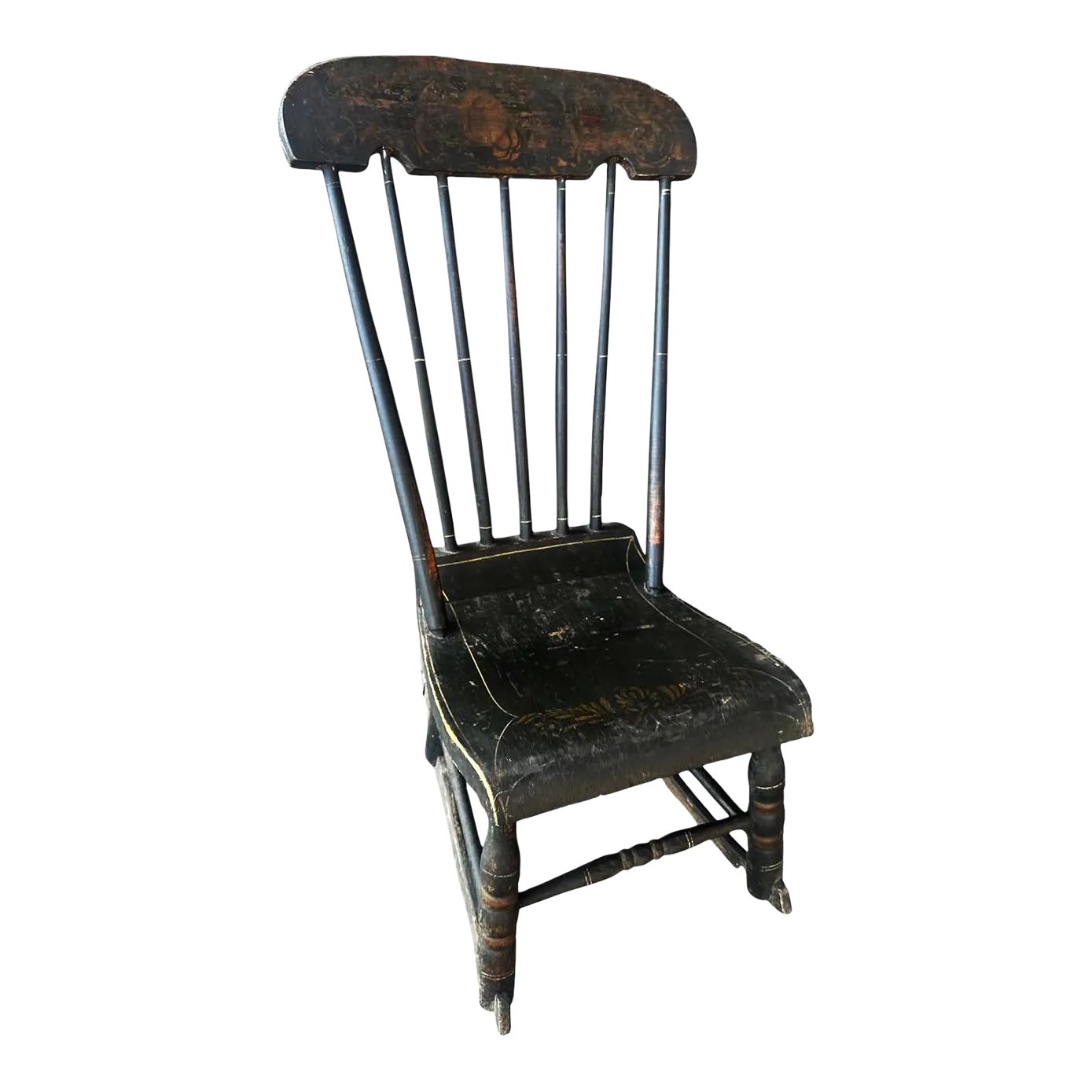 Early 19th Century Painted Oak Rocking Chair Signed ‘Madison’ | Chairish