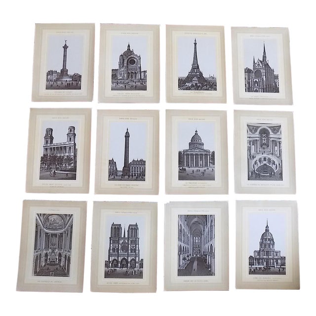 Authentic Antique 19th Century Paris Views Lithographs - Set of 12 ...
