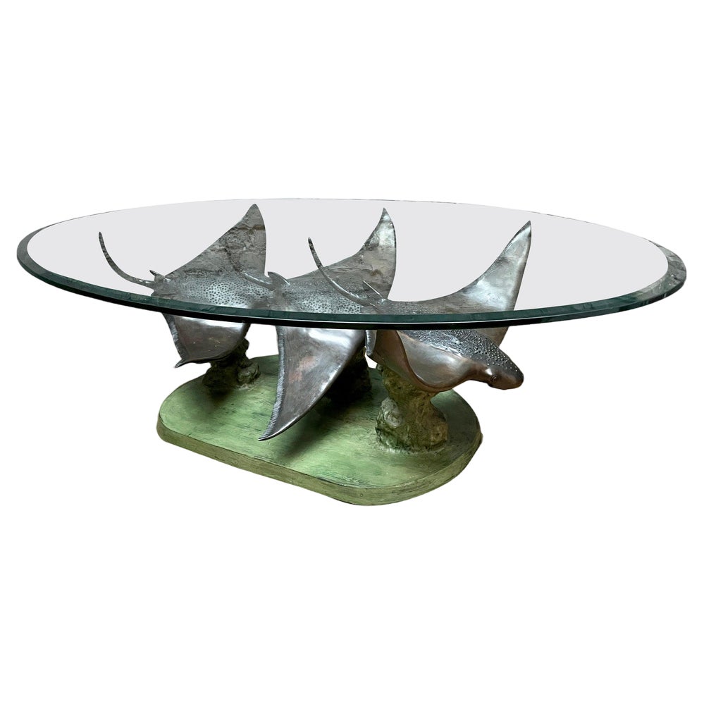 Large French Sting Ray Coffee Table in Bronze, 1970 | Chairish