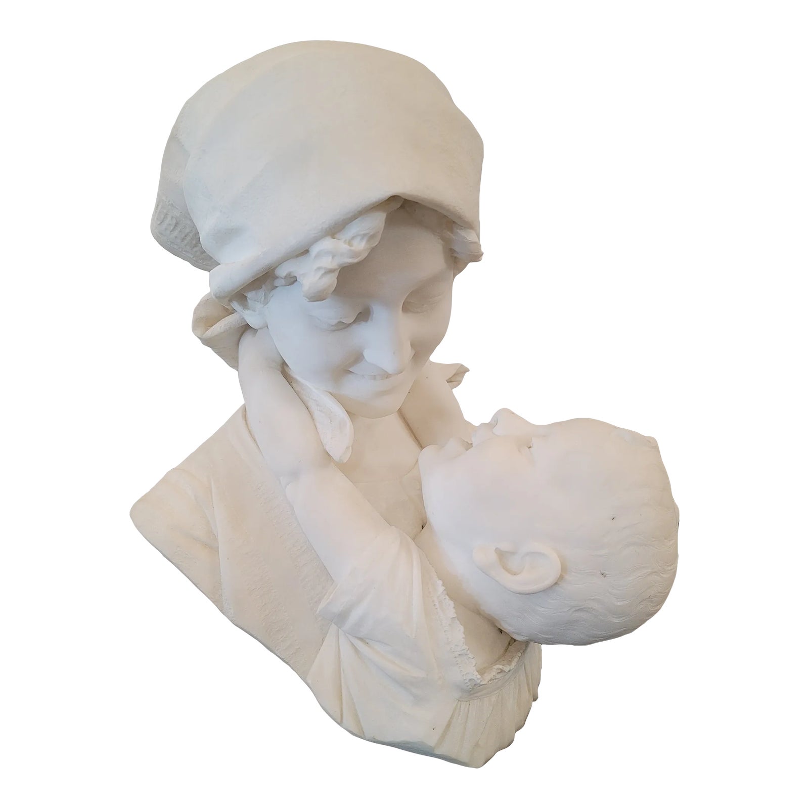 Carrara Marble Bust of Woman & Child By: Ferdinando Vichi From Ulysses ...