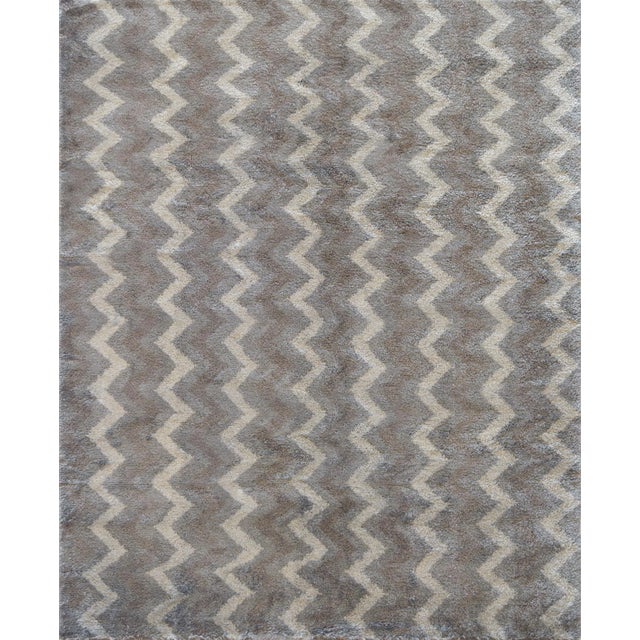 Mansour Modern Handwoven Mohair Zig Zag Rug | Chairish