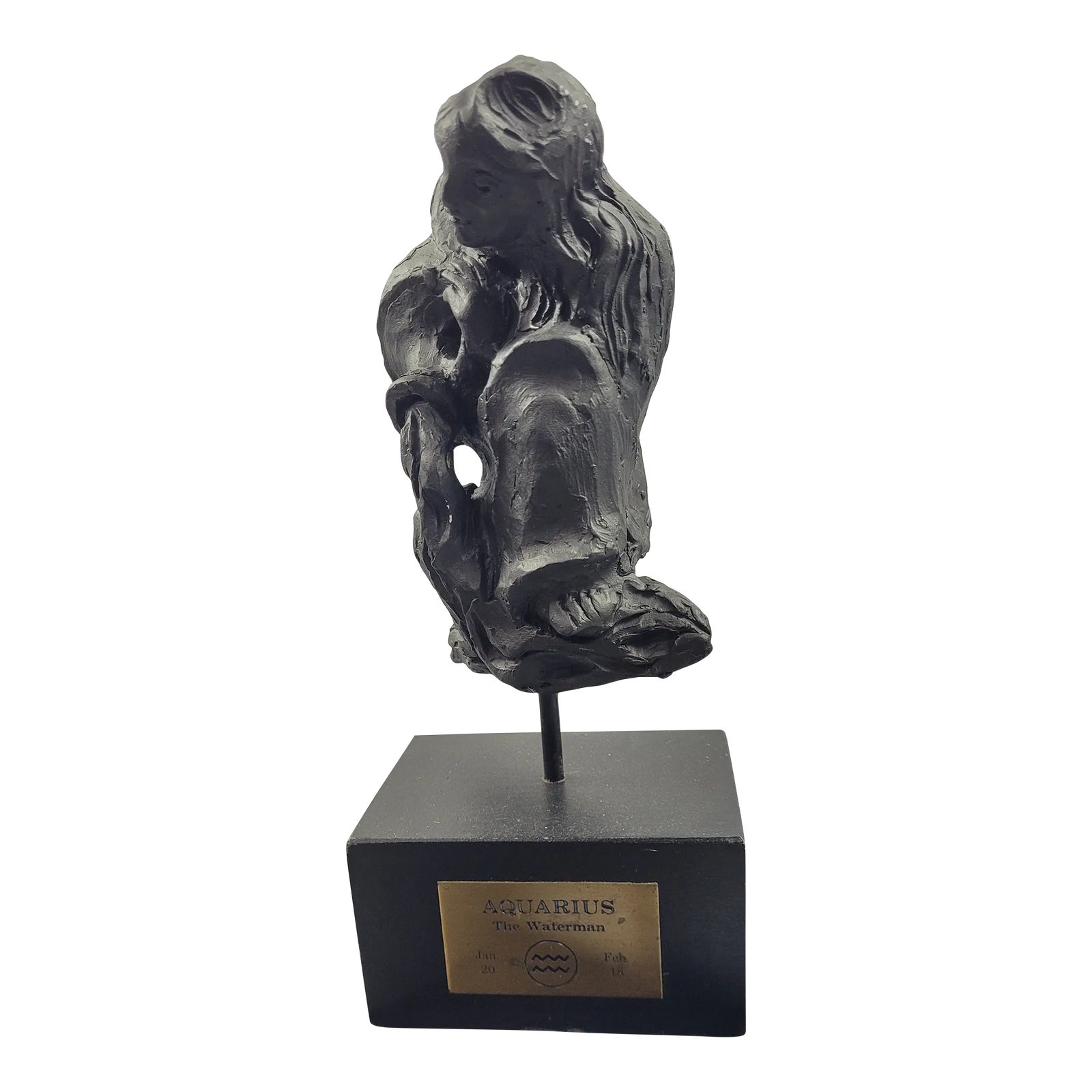 1960s Aquarius the Waterman Sculpture Black Signed Statue Austin ...
