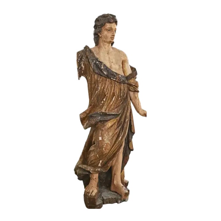 18th Century Italian Baroque Carved Santos Icon Sculpture | Chairish