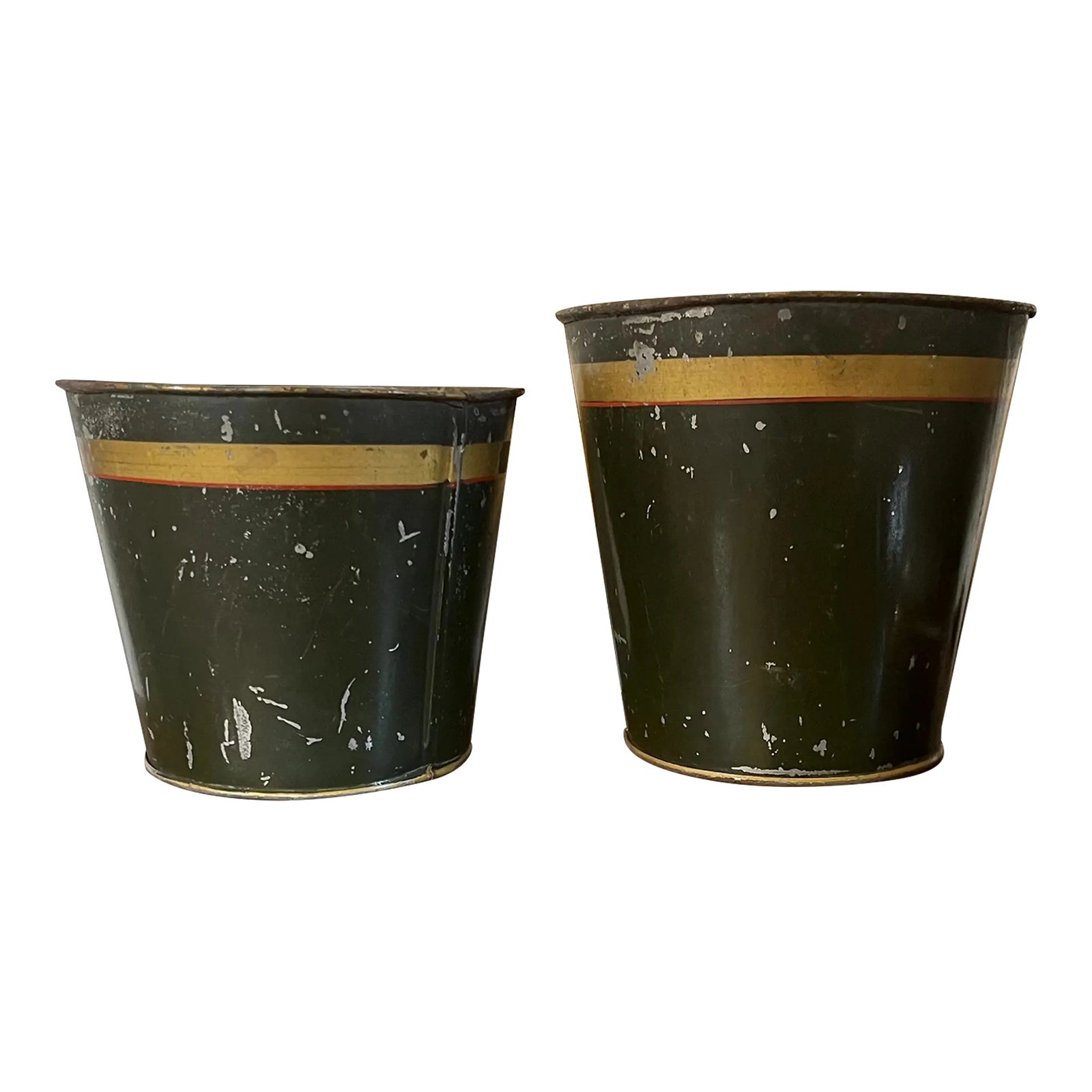 Antique 19th Century Victorian Tole Flower Pot Covers - Set of 2 | Chairish