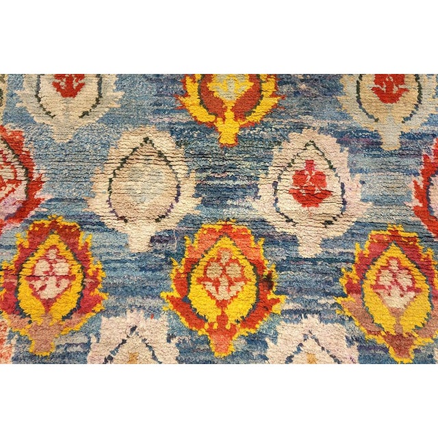 1920s Traditional Orange and Blue Cotton Rug - 4'2"x6'9" | Chairish