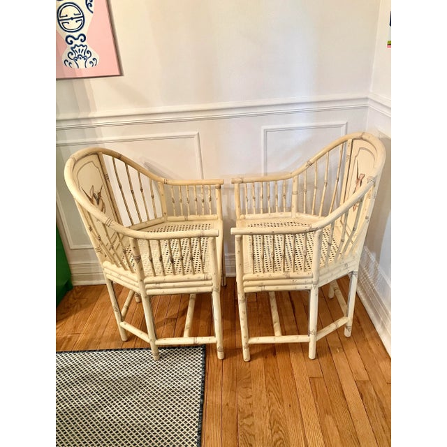 Pair of Maitland-Smith Coastal Rattan Pavilion Chairs | Chairish