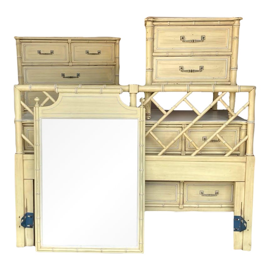 Vintage Henry Link Bali Hai 5-Piece Bedroom Set | Faux Bamboo | Chairish