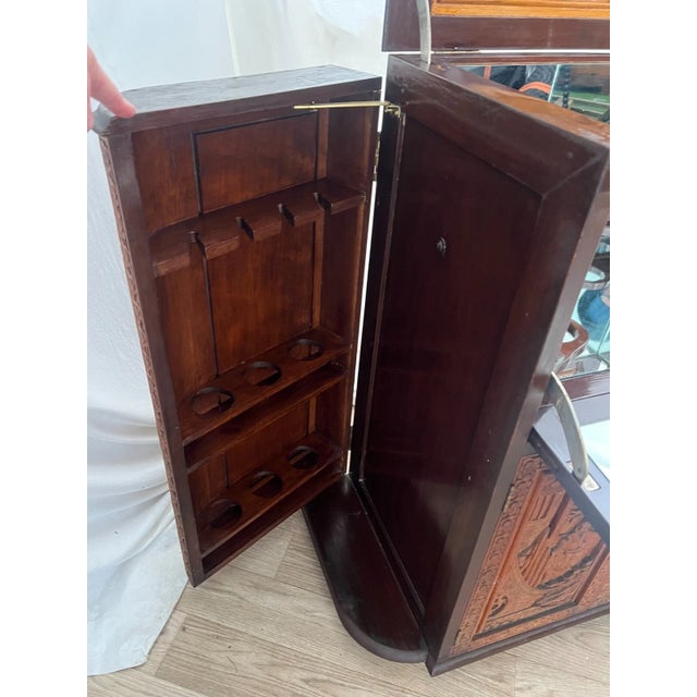 Mid Century Asian Style Bar Cabinet Serving Buffett Bottle and Glass ...