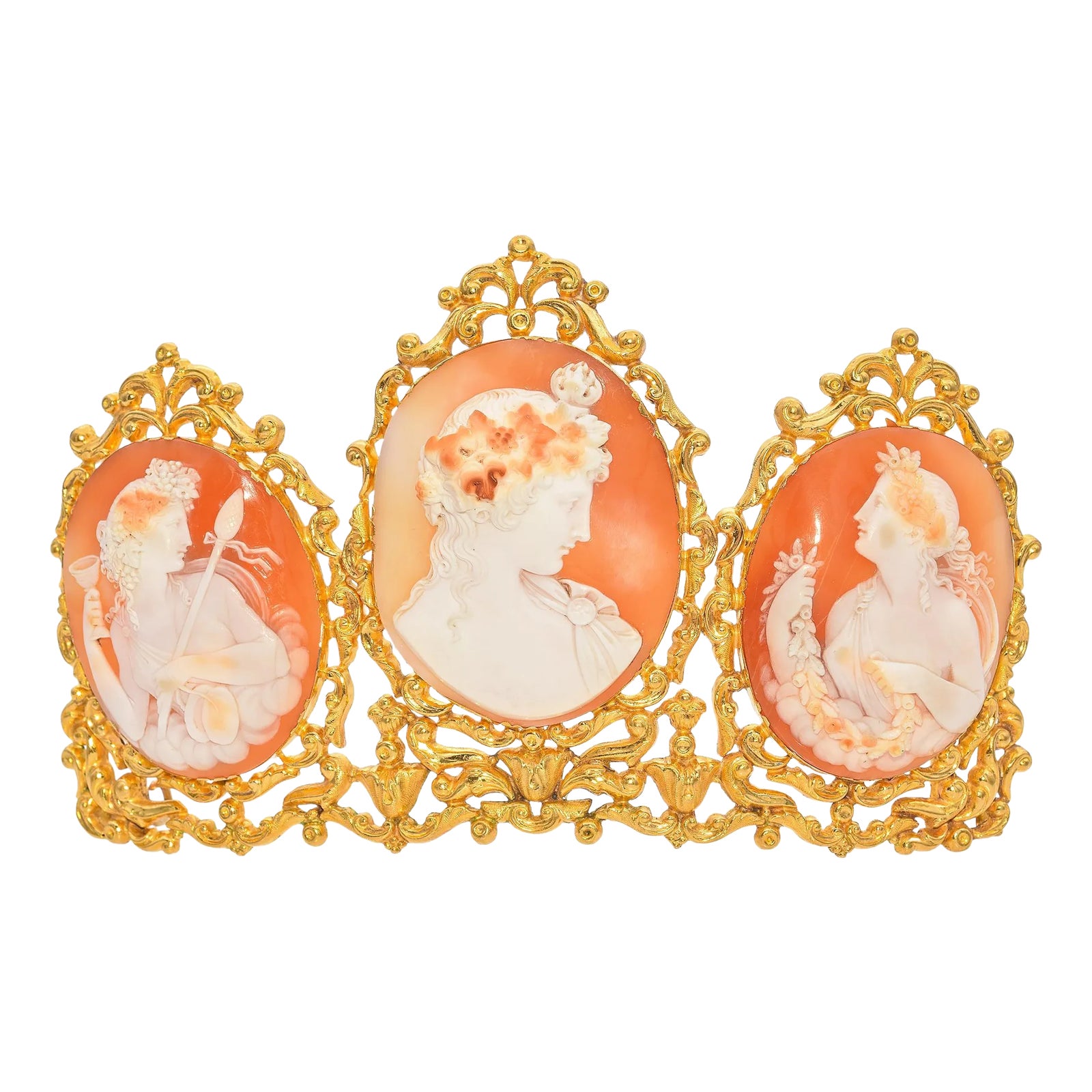 Antique Victorian 21k Gold Cameo Tiara | Chairish