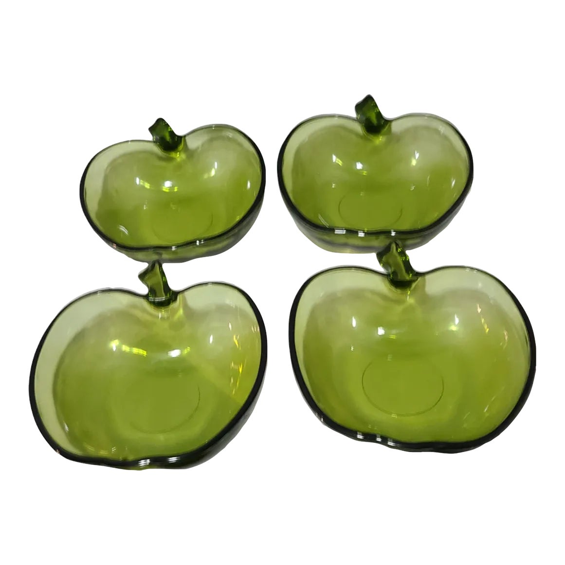 Mid 20th Century Vintage Hazel-Atlas Green Apple Shaped Glass Bowls ...