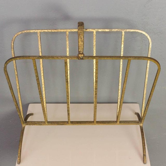Spanish 1940s Gilt Metal Magazine Rack | Chairish